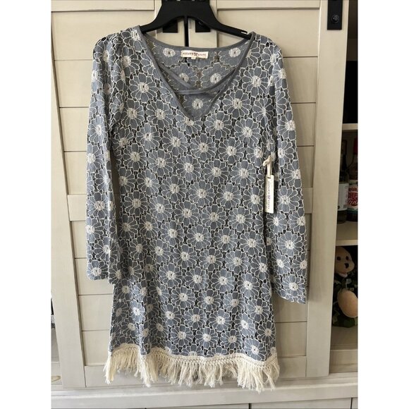 Altar'd State | Tops | Altard State Grey Blue Floral Fringe Cover Up ...